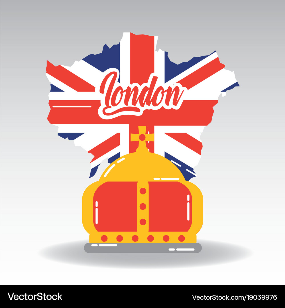 London map with england flag inside and royal Vector Image