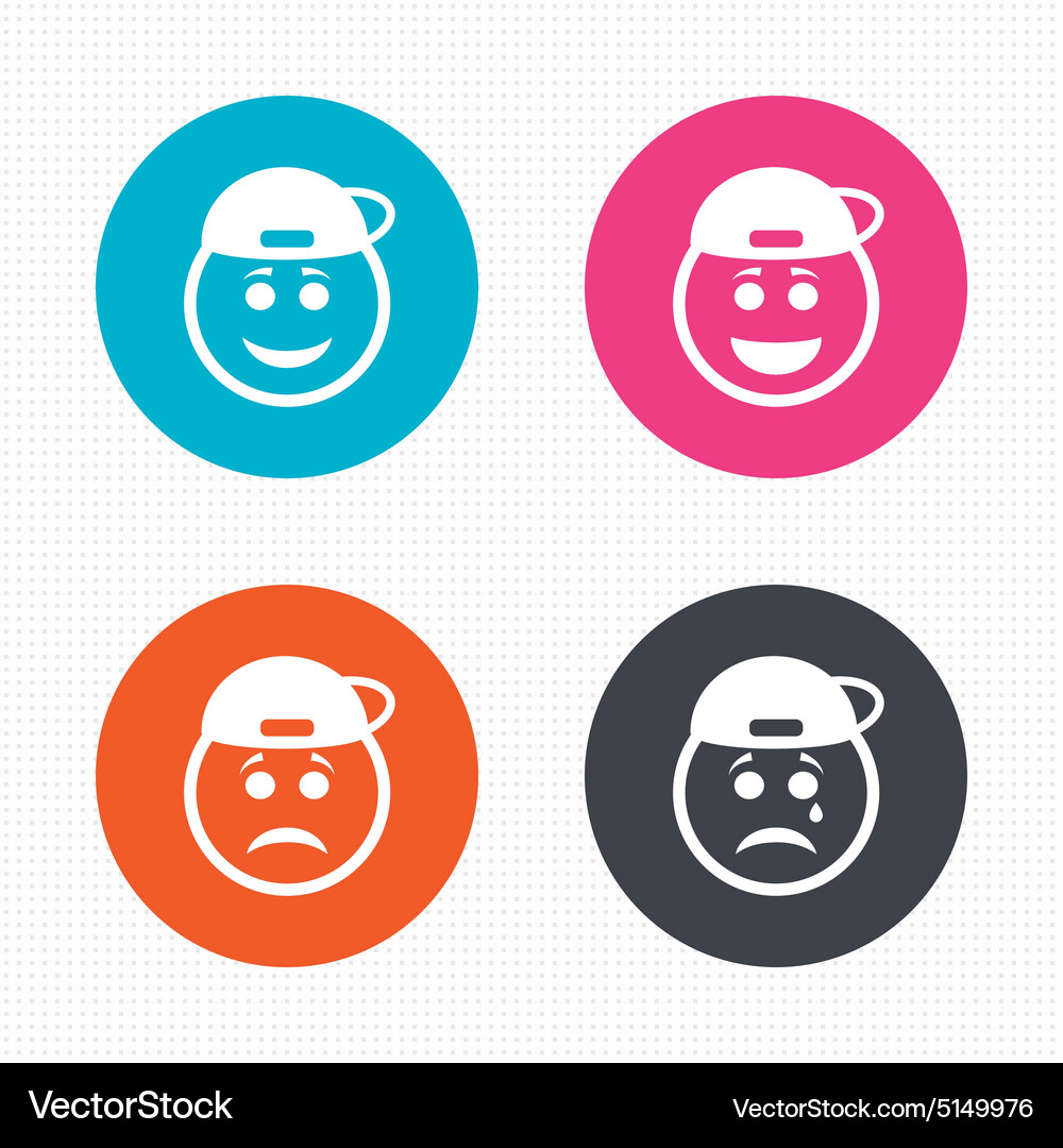 Rapper smile face icons Happy sad cry Royalty Free Vector