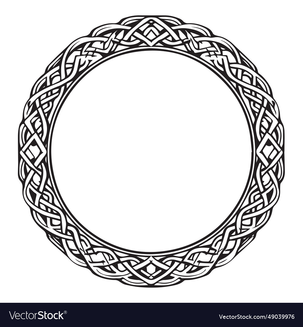 Round celtic frame black pattern isolated Vector Image