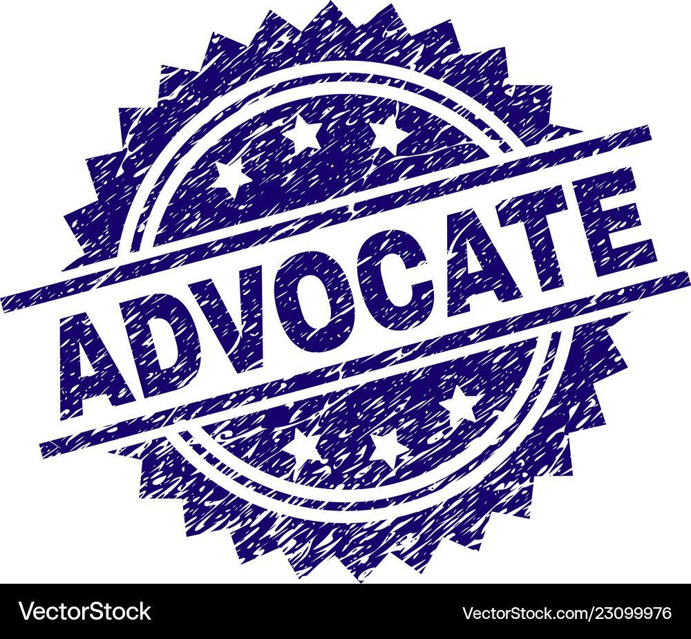 Scratched textured advocate stamp seal Royalty Free Vector