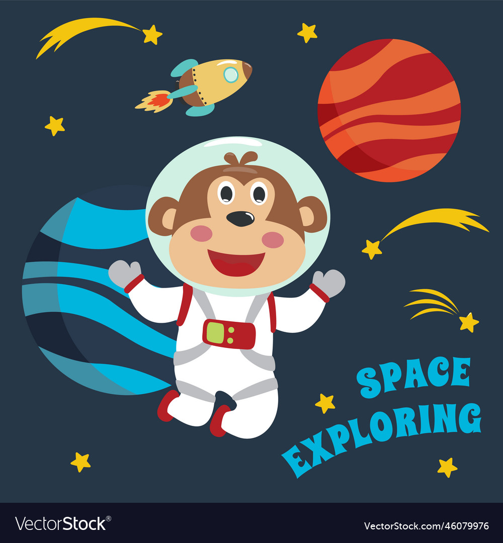 Space monkey or astronaut in a suit Royalty Free Vector