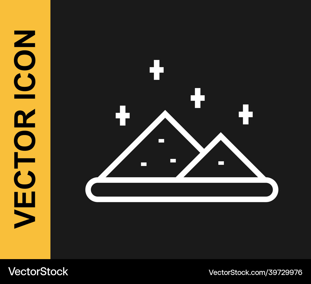 White line magic powder icon isolated on black Vector Image