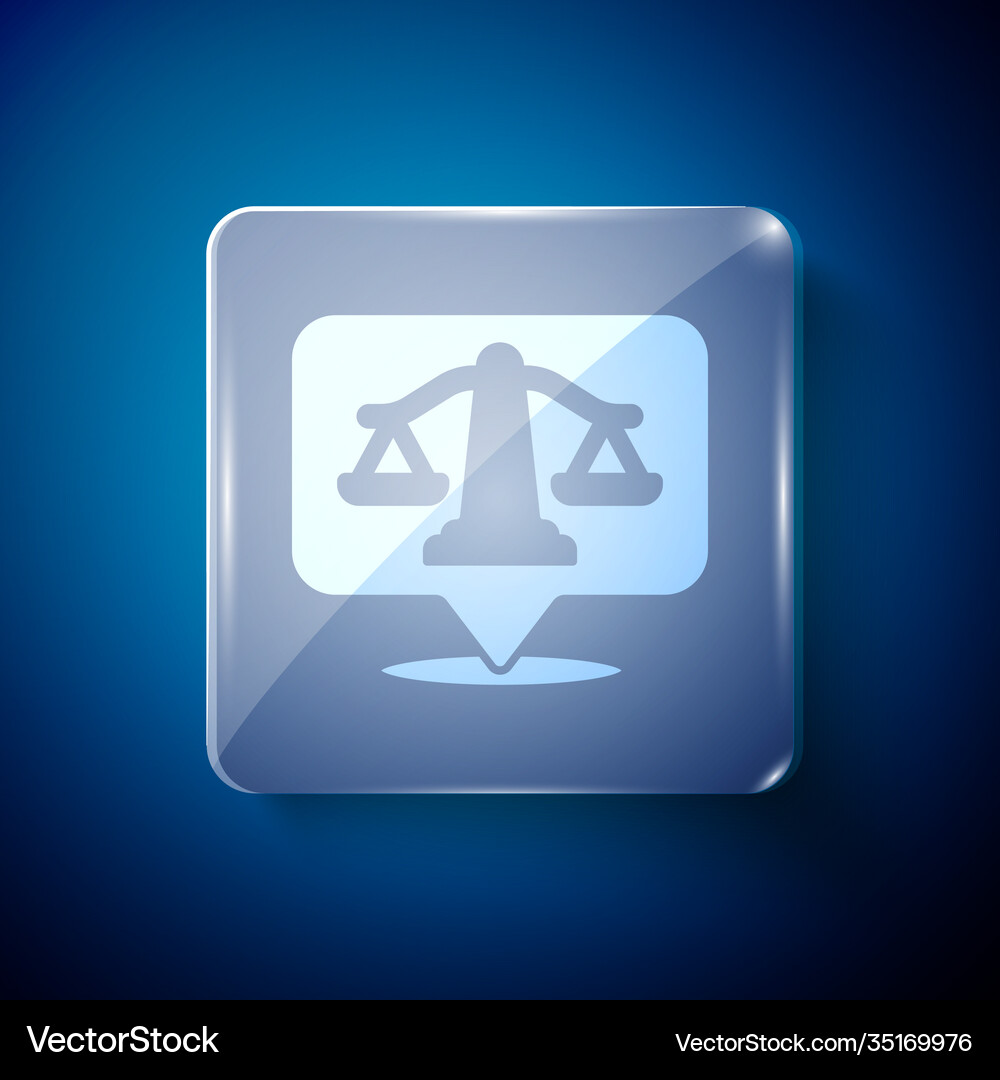 White scales justice icon isolated on blue Vector Image