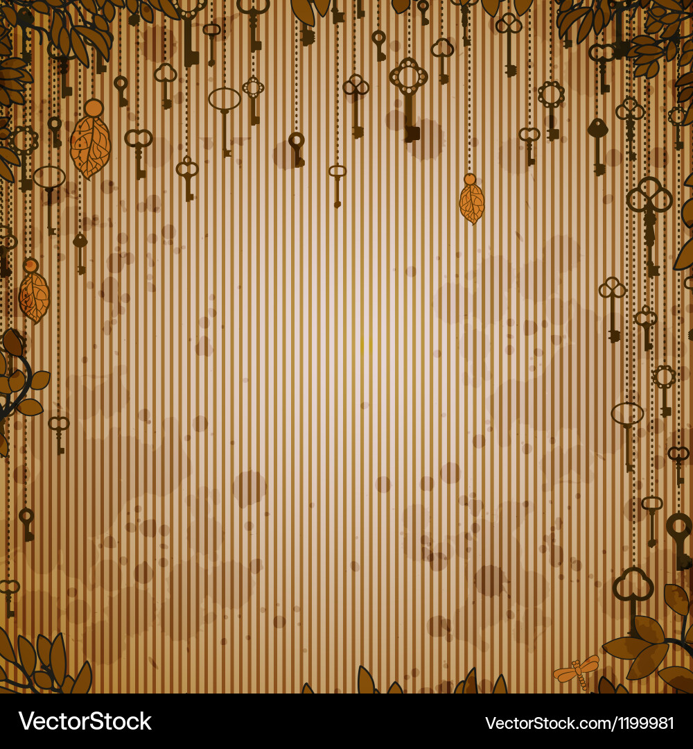 Abstract vintage background with antique keys Vector Image