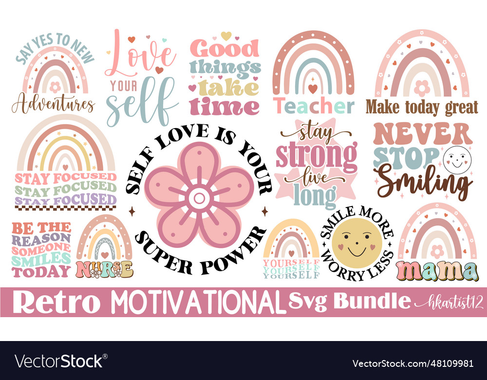 Boho Motivational Quote Bundle - Positive Vibes Vector Image