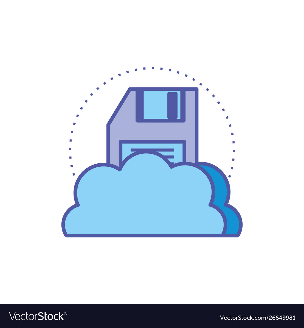 Cloud computing technology with floppy disk Vector Image