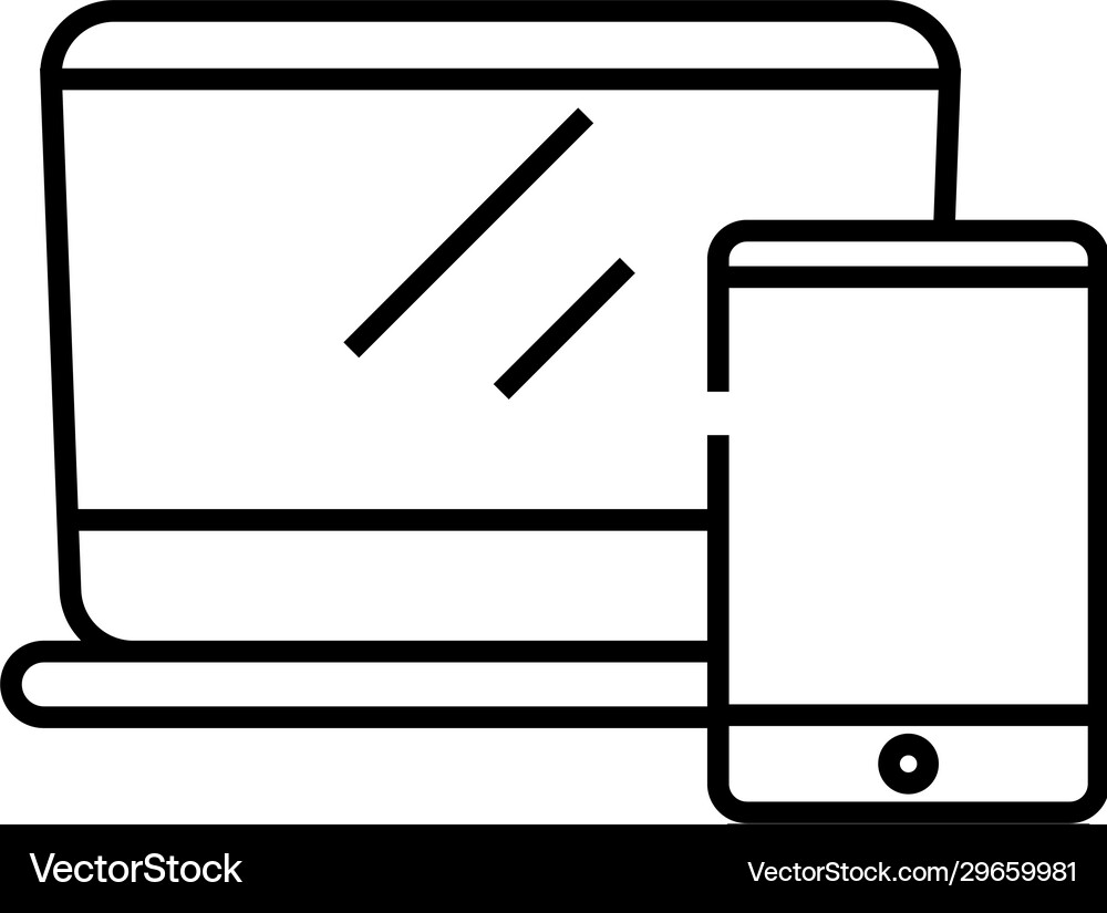 Devices line icon concept sign outline Royalty Free Vector
