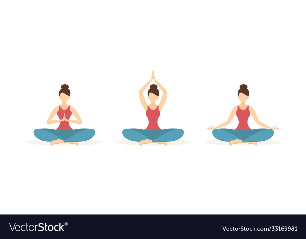 Girls and set yoga poses Royalty Free Vector Image Girls and set yoga poses Royalty Free Vector Image