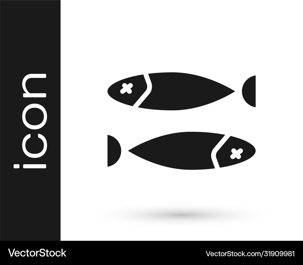 Grey dried fish icon isolated on white background Vector Image