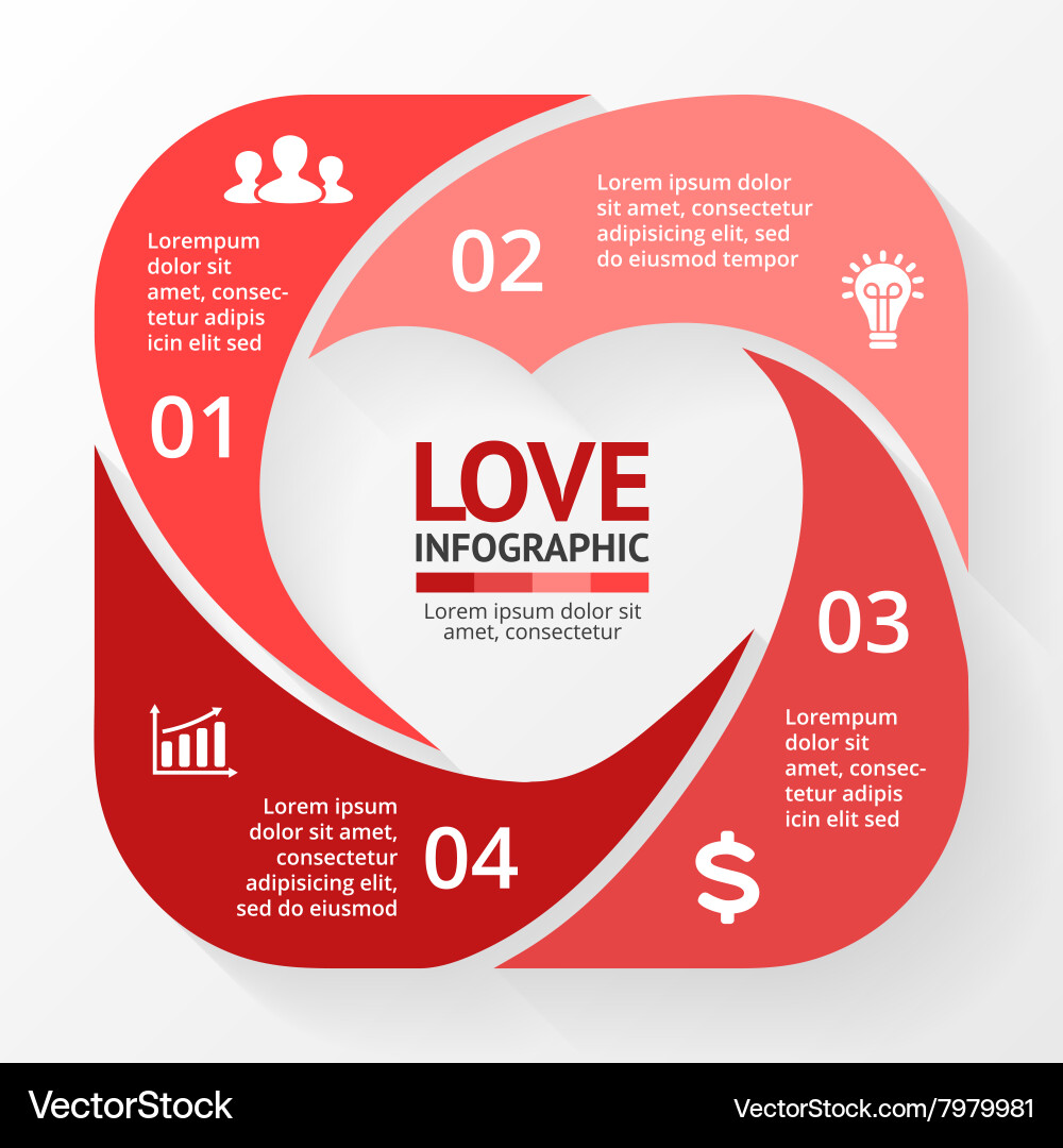 Heart circle infographic template for love Vector Image