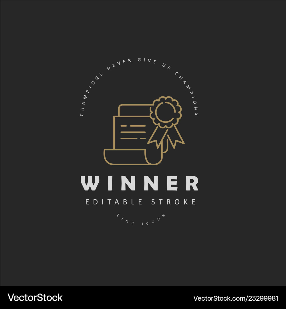 Icon and logo winner champion editable Royalty Free Vector