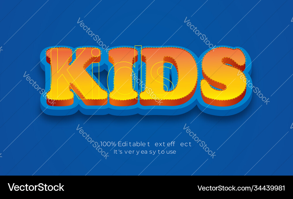 Kids style editable stylish text effect realistic Vector Image