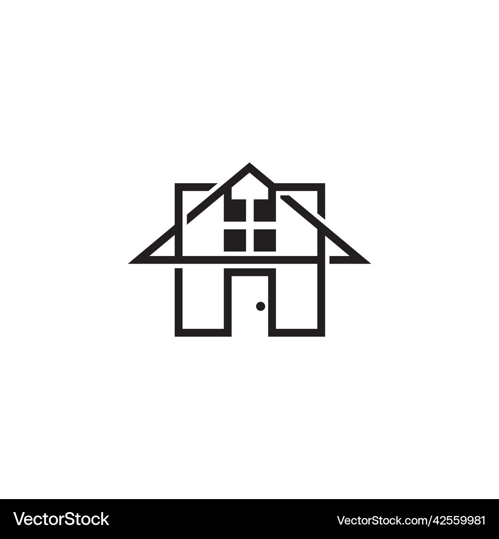 Letter h linked triangle home roof lines Vector Image