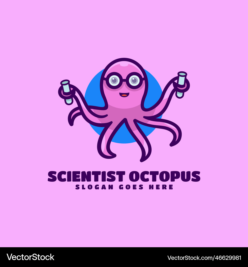 Logo octopus mascot cartoon style Royalty Free Vector Image