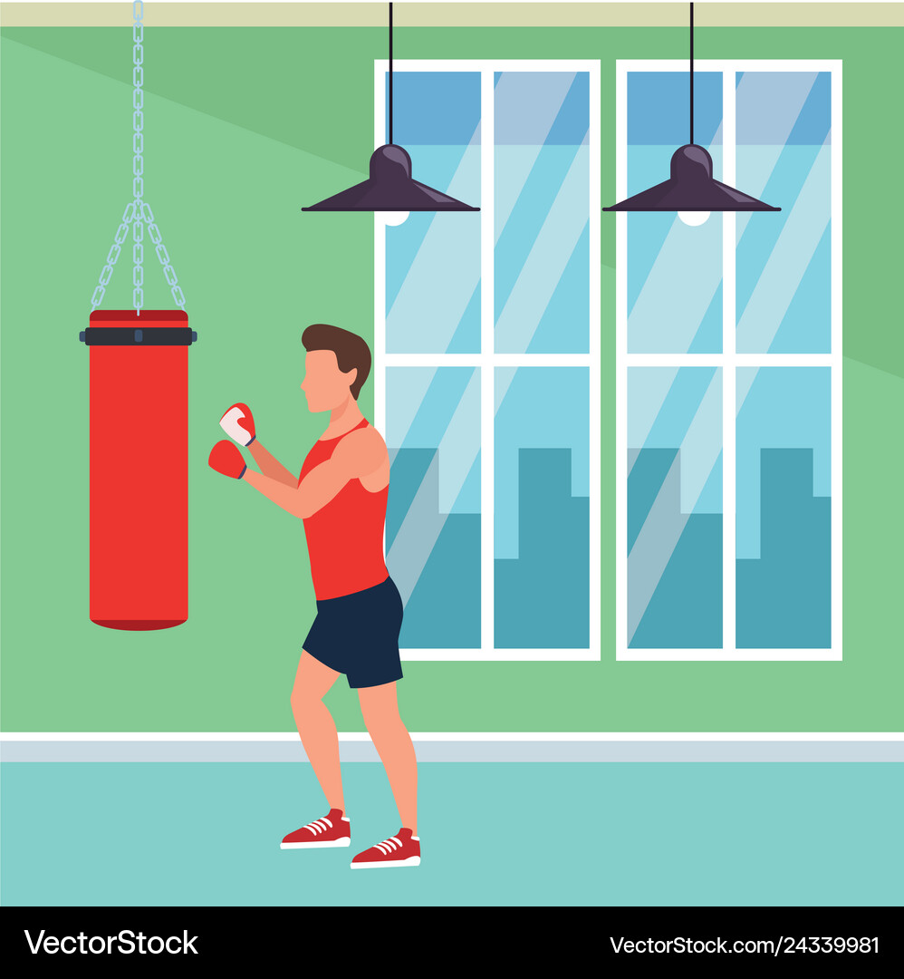 Man working out in the gym Royalty Free Vector Image
