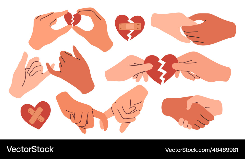 Reconciliation concept set cupid couple Royalty Free Vector