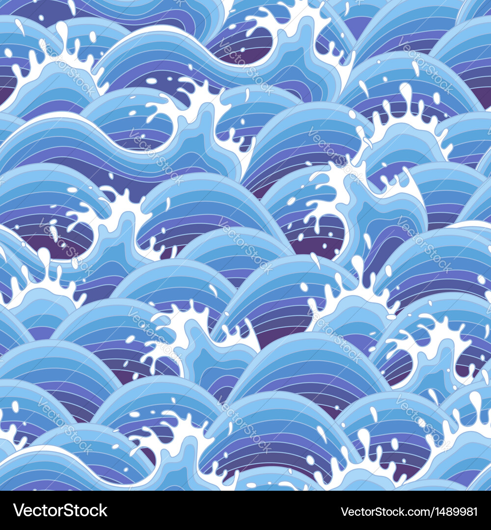 Sea wave background in the decorative style Vector Image