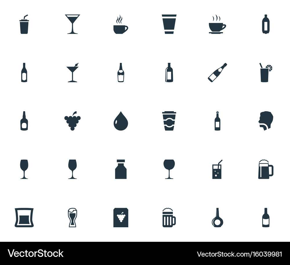 Set of simple beverage icons Royalty Free Vector Image