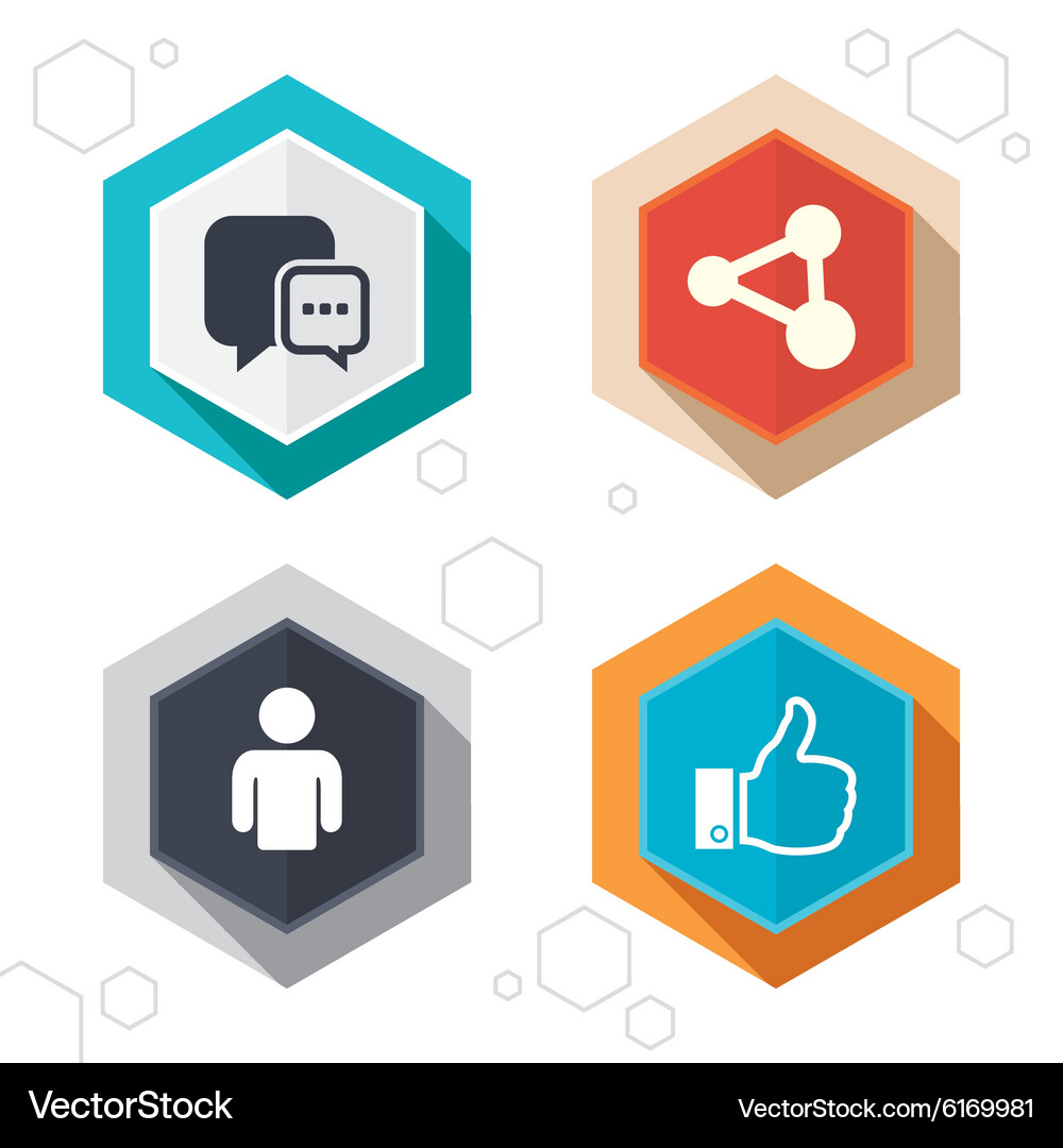 Social media icons chat speech bubble and share Vector Image