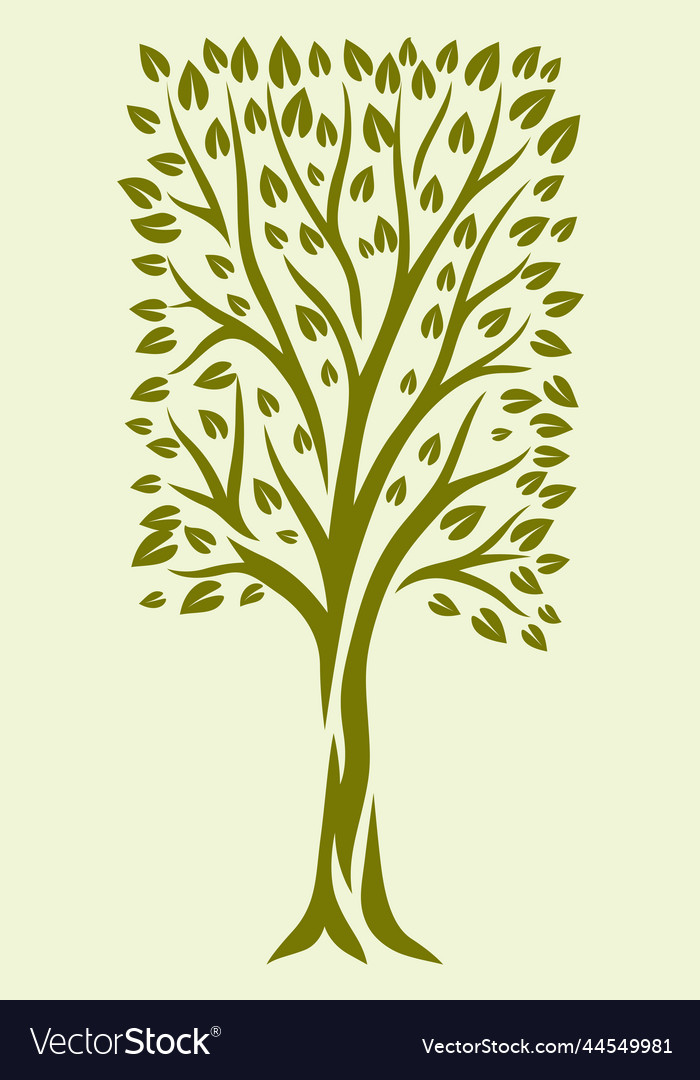 Spring or summer tree with green leaves natural Vector Image