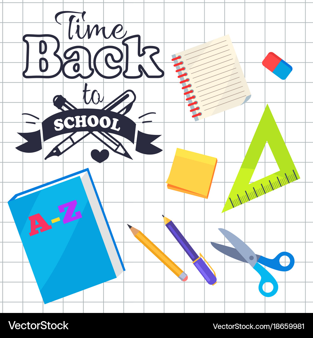 Time back to school inscription with logo Vector Image