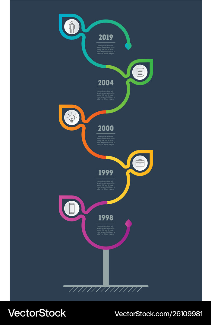 Vertical timeline infographics with five parts Vector Image