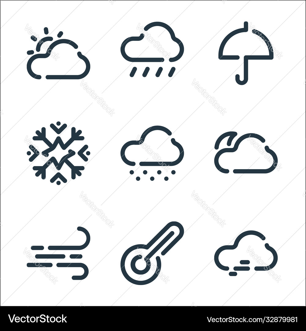 Weather line icons linear set quality line set Vector Image