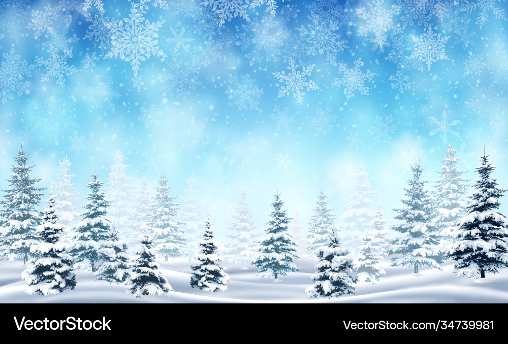 Winter forest in snow Royalty Free Vector Image