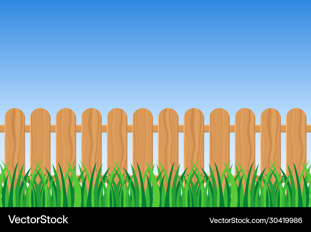 Background green grass and fence Royalty Free Vector Image