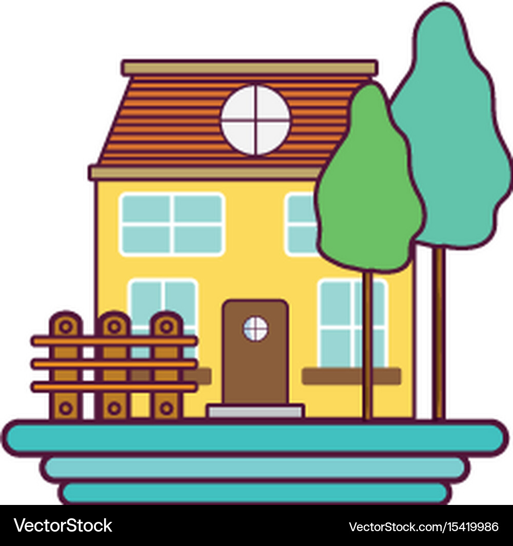 Beautiful house with grid wood Royalty Free Vector Image