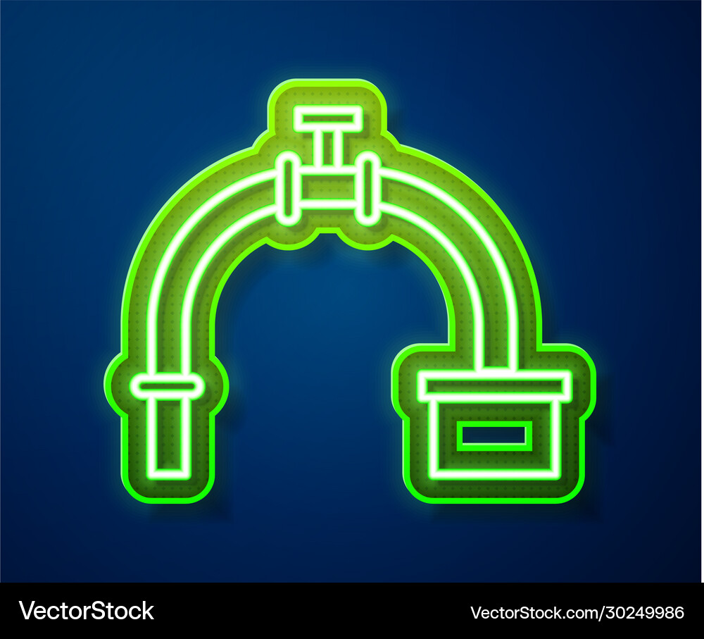 Glowing neon line industry metallic pipe and valve