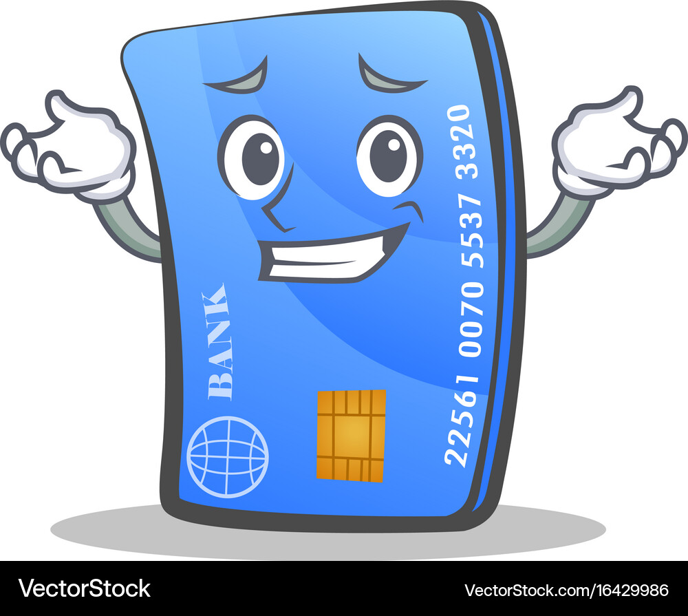 Grinning credit card character cartoon Royalty Free Vector