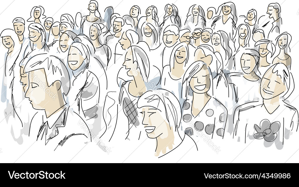 Group of people sketch for your design Royalty Free Vector