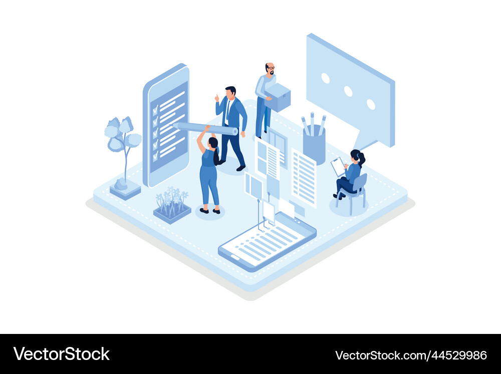 People character holding pencil and putting check Vector Image