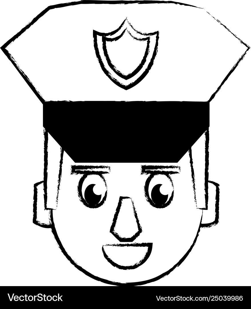 Police face cartoon sketch Royalty Free Vector Image