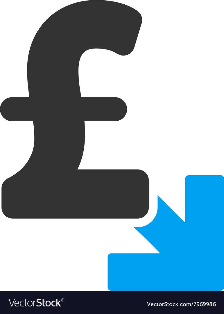 Pound Decrease Flat Icon Symbol Royalty Free Vector Image