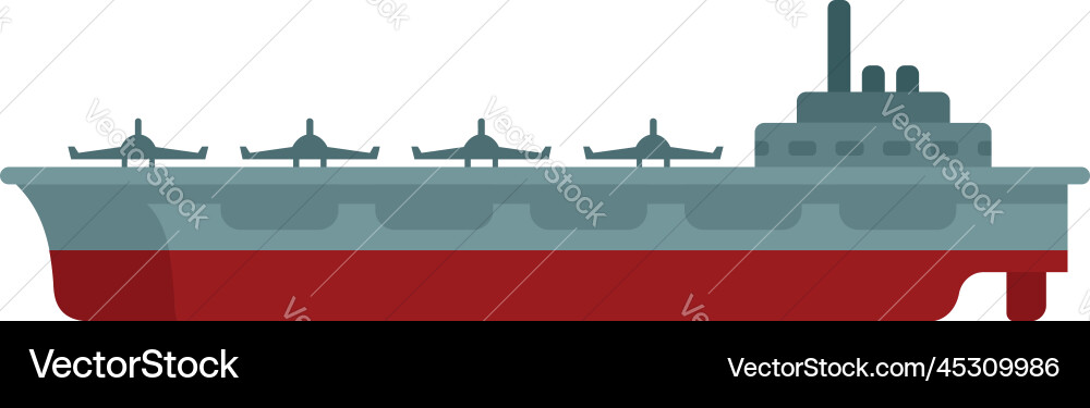 Sea aircraft carrier icon flat navy ship Vector Image