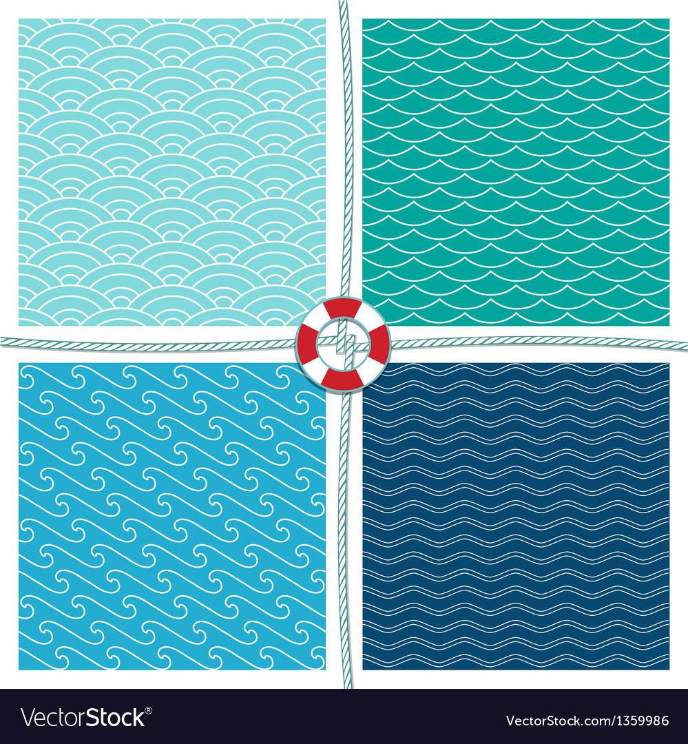 Sea pattern set background Royalty Free Vector Image