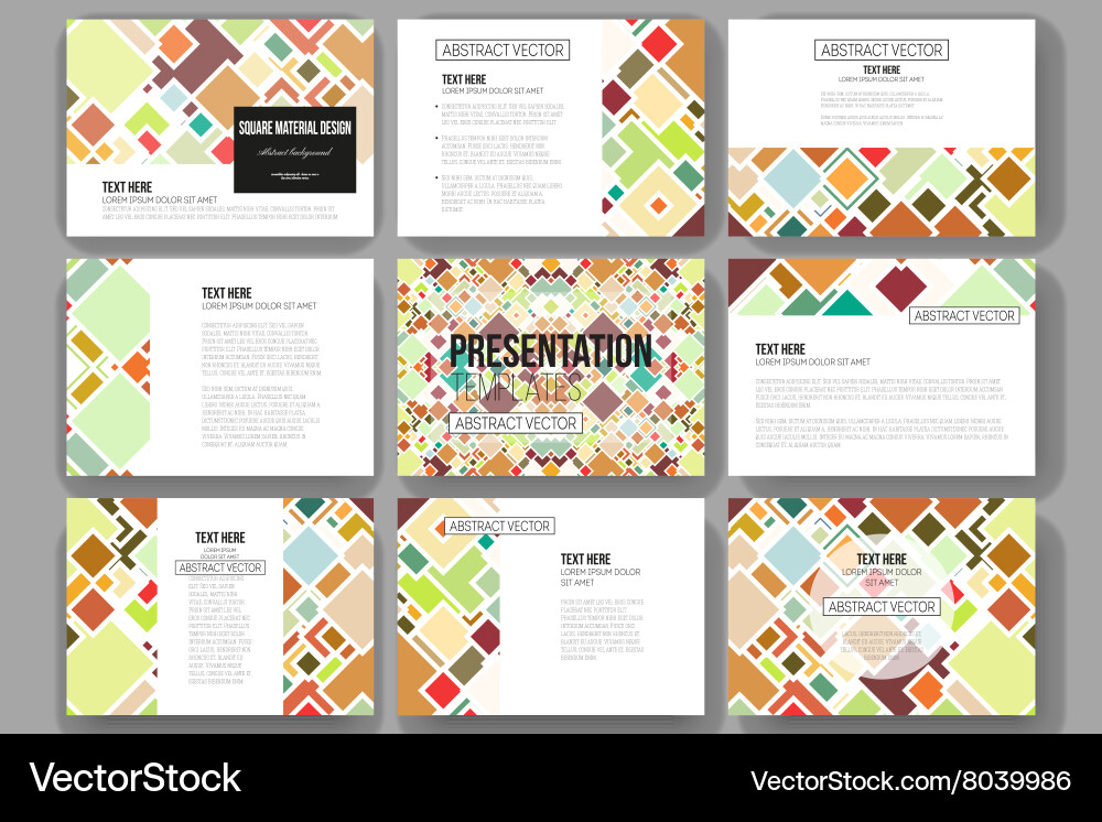Set of 9 templates for presentation slides Vector Image