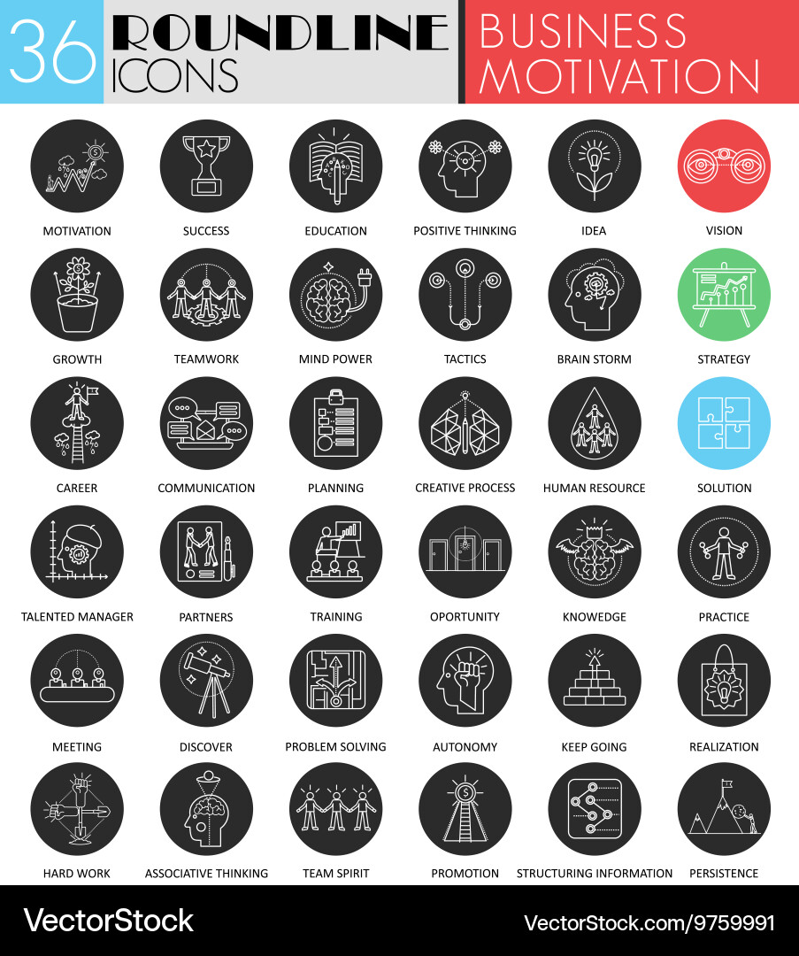 Business motivation circle white black icon Vector Image