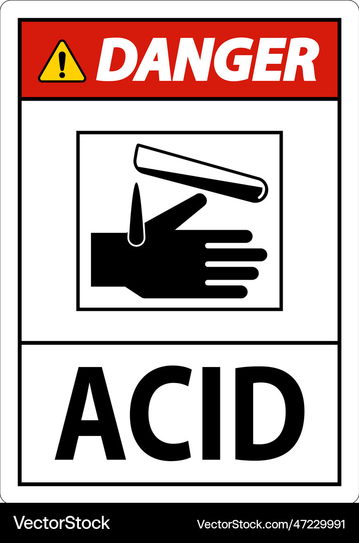 Danger acid sign on white background Royalty Free Vector