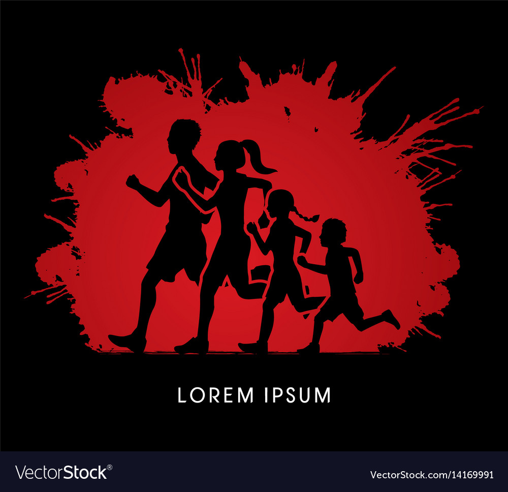 Family running silhouettes Royalty Free Vector Image