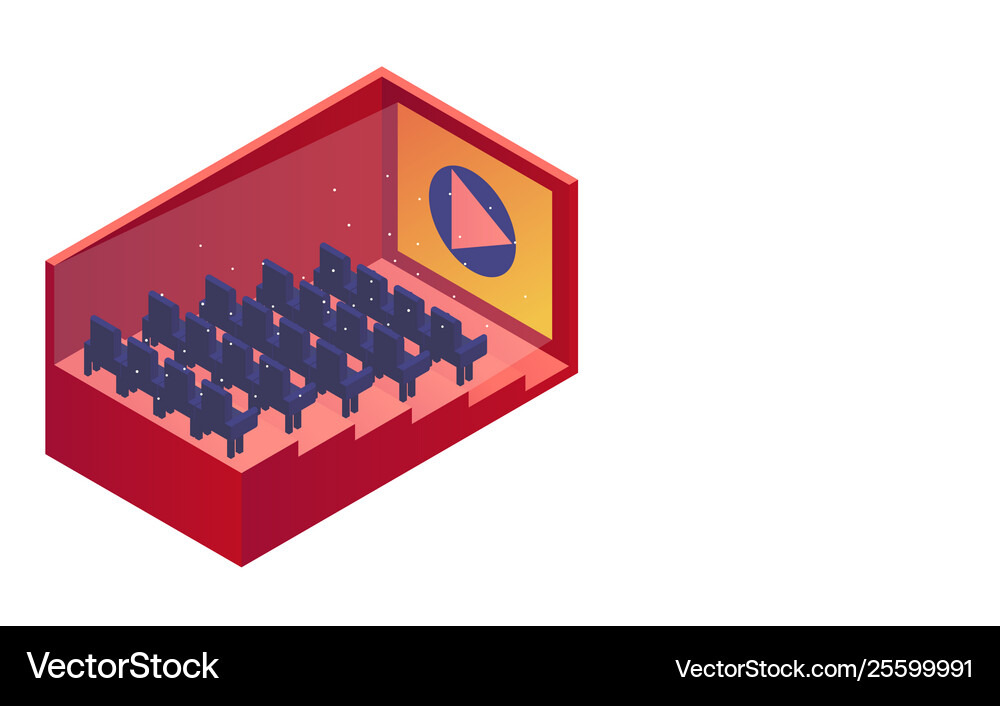 Isometric cinema cinema hall with rows seats Vector Image