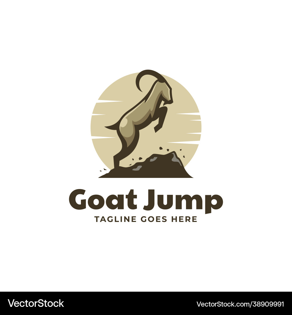 Logo goat jump simple mascot style Royalty Free Vector Image