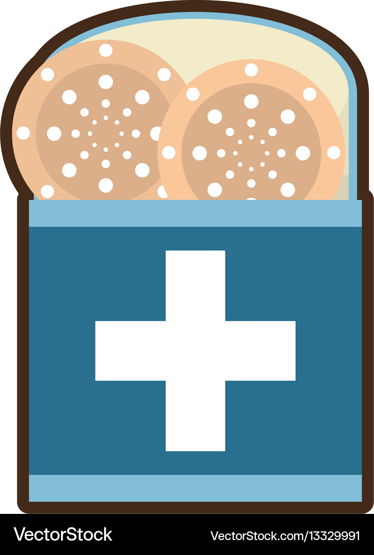 Package with medical band aid Royalty Free Vector Image