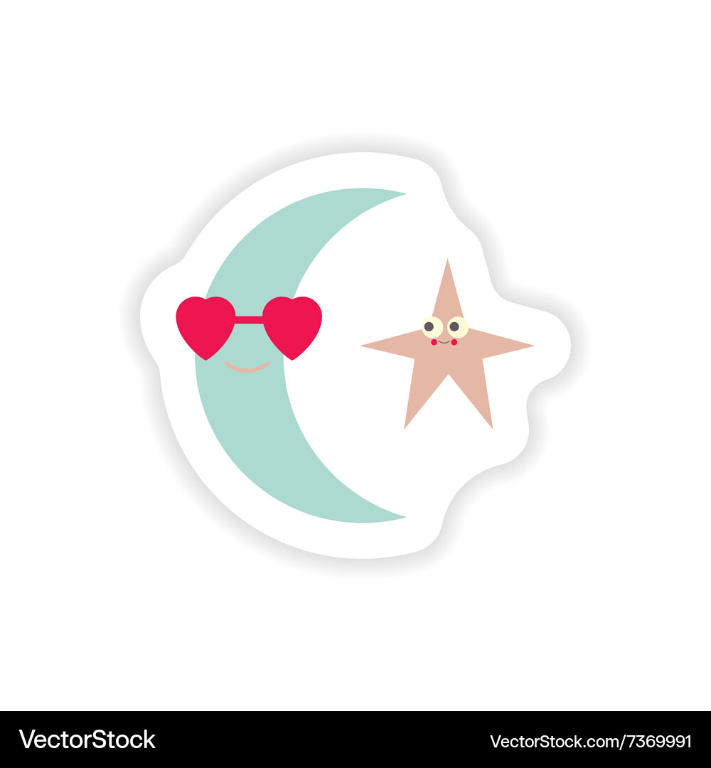 Stylish paper sticker on white background moon Vector Image