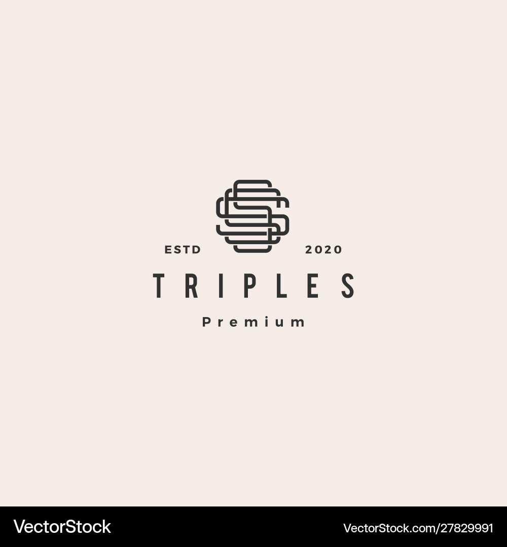 Triple s monogram sss letter hipster retro Vector Image