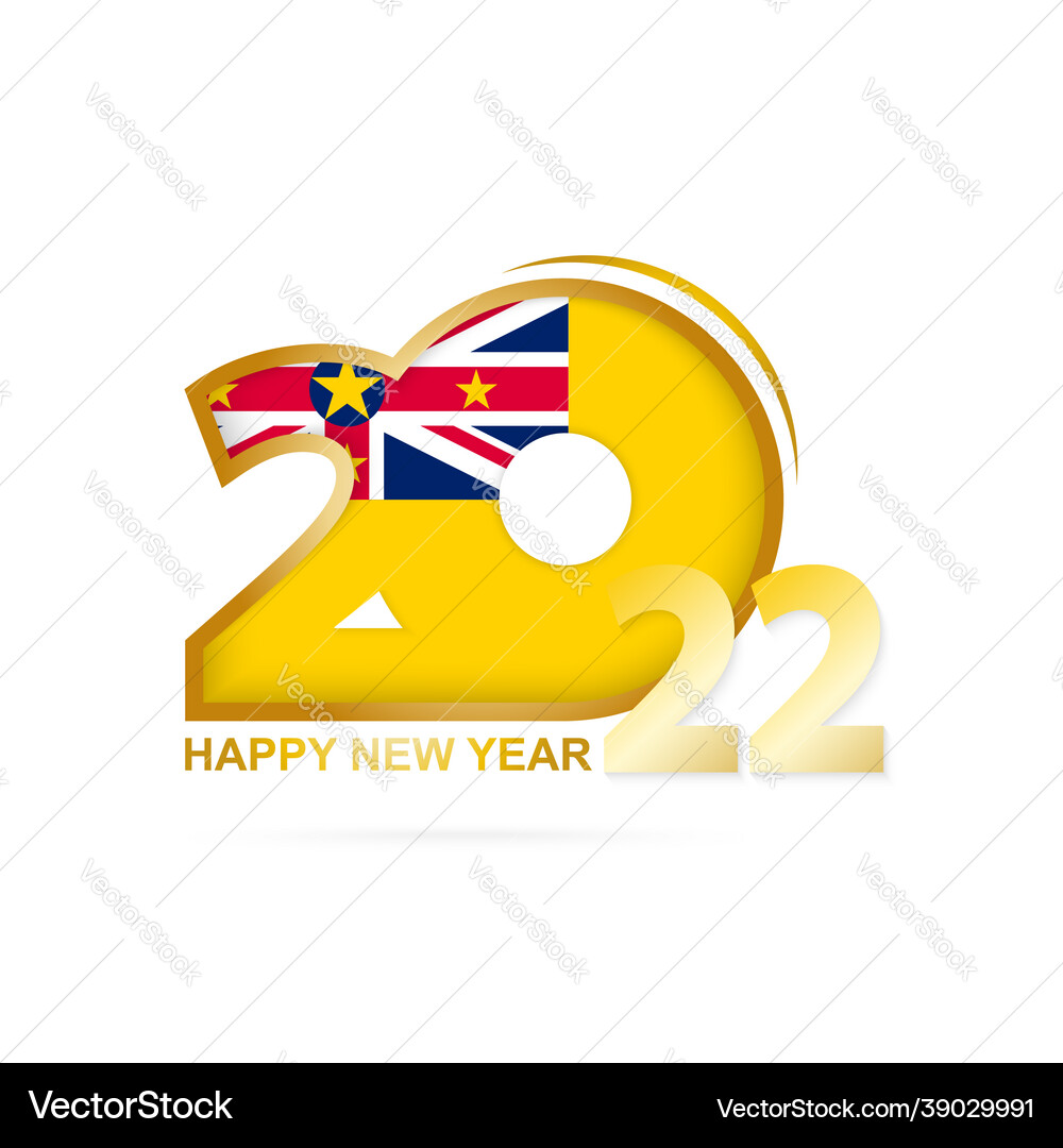 Year 2022 with niue flag pattern happy new Vector Image