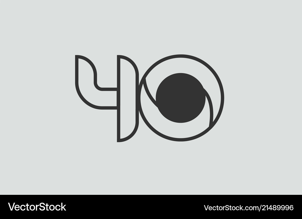 Black and white number 40 logo icon design Vector Image