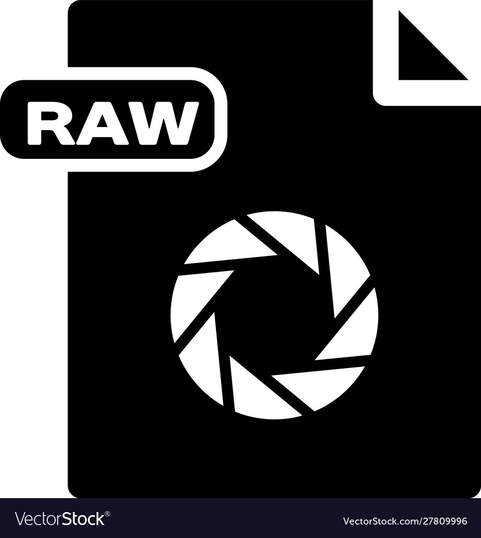 Black raw file document download raw button icon Vector Image
